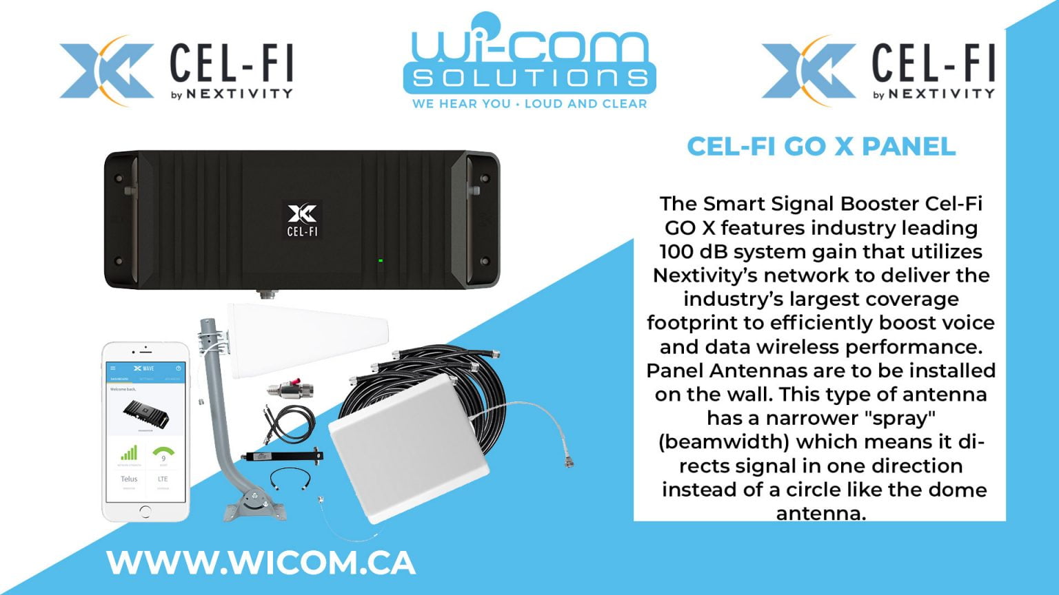 Cel-Fi GO XP with 1 Wideband Panel Antenna - Wi-Com Solutions Inc.