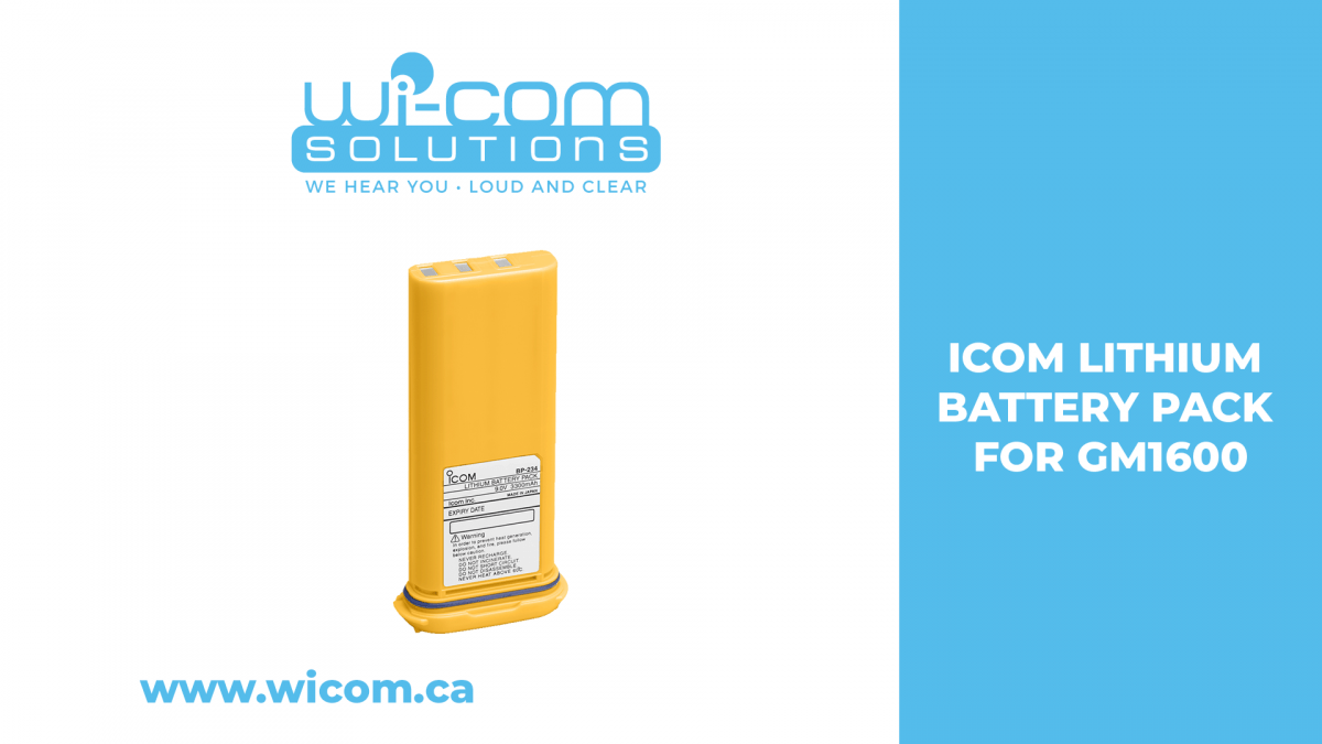 ICOM LITHIUM BATTERY PACK FOR GM1600 - Wi-Com Solutions Inc.