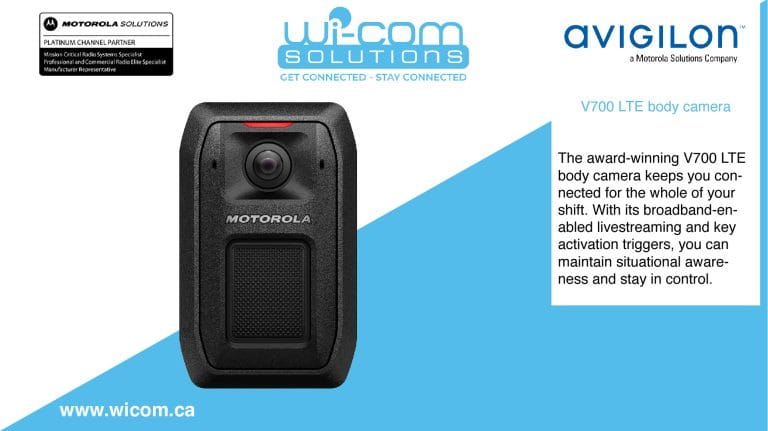 Motorola V700 LTE Body Camera - Wi-Com Solutions Inc.